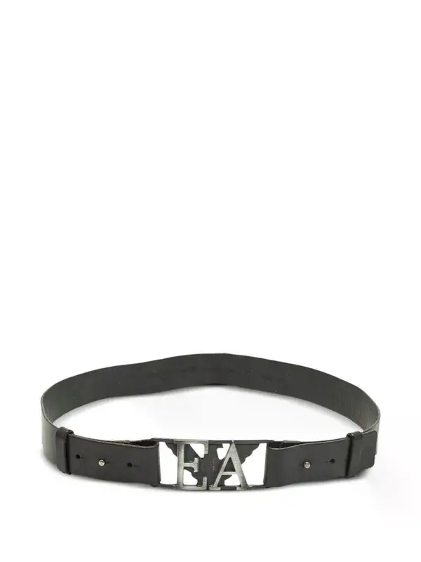 Emporio Armani Ea Logo Leather Belt - Black