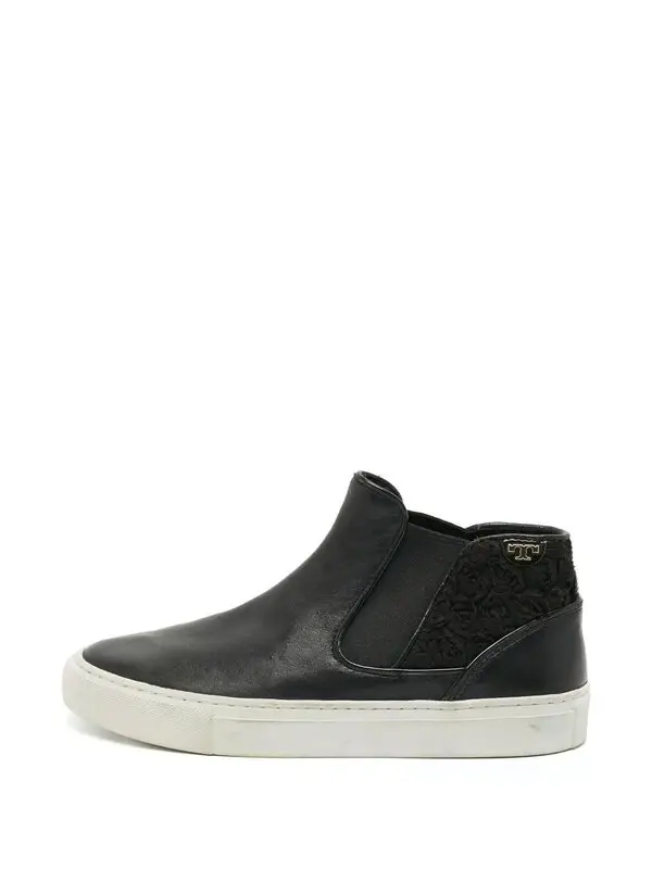 Tory Burch Floral Leather Sneakers - Black