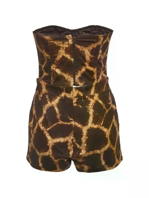Dolce & Gabbana Giraffe Print Strapless Shorts Set - Brown