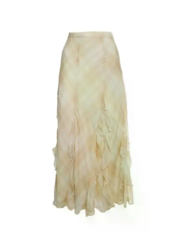 Polo Ralph Lauren Plaid Ruffle-trim Maxi Skirt - Neutrals