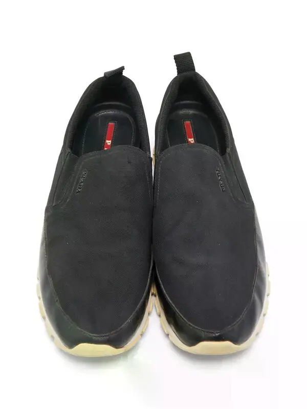 Prada Canvas And Leather Panel Sneakers