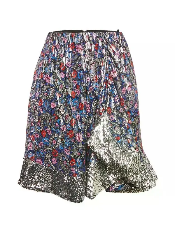 ISABEL MARANT VINTAGE Sequin-trimmed Brocade Mini Skirt - Black