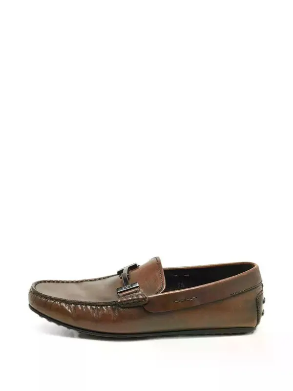 TOD'S Doppia Double-t Leather Loafers - Brown