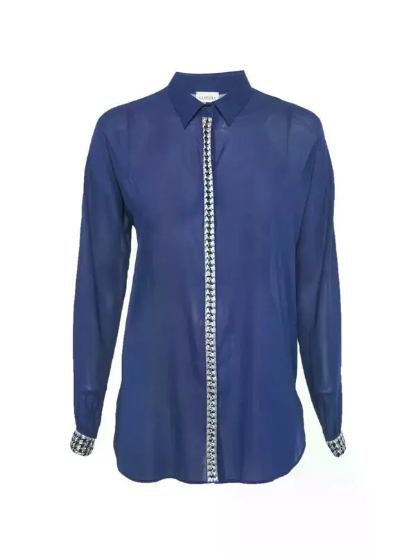 La Perla Sequin-embellished Semi-sheer Shirt - Blue