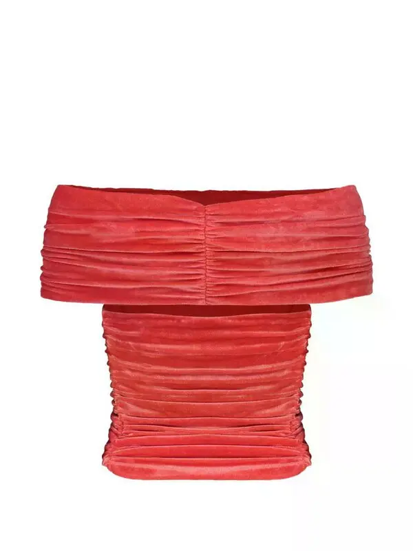 Alberta Ferretti Ruched Off-shoulder Top - Red