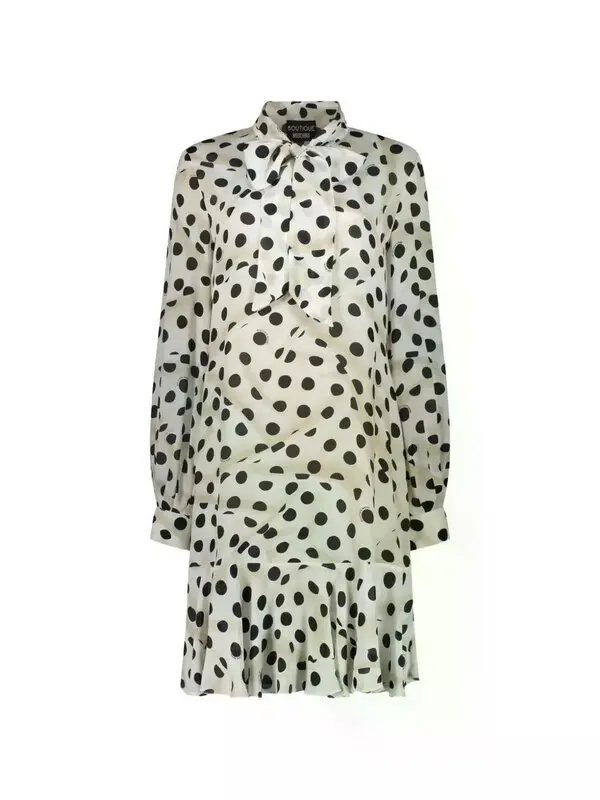 Moschino Polka Dot Ruffled Mini Dress - Neutrals