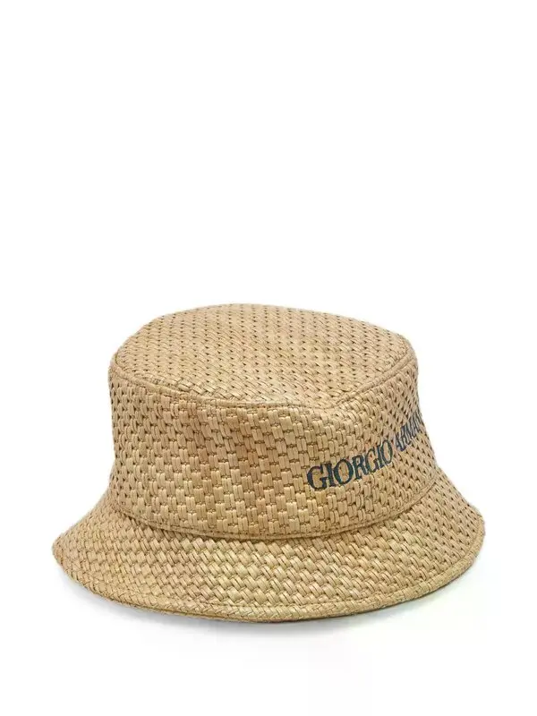 Giorgio Armani Raffia Bucket Hat With Logo Embroidery