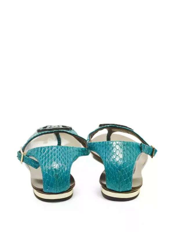 Roberto Cavalli Python-embossed Thong Sandals