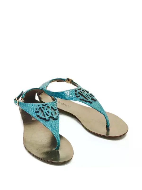 Roberto Cavalli Python-embossed Thong Sandals