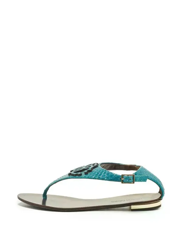 Roberto Cavalli Python-embossed Thong Sandals - Blue