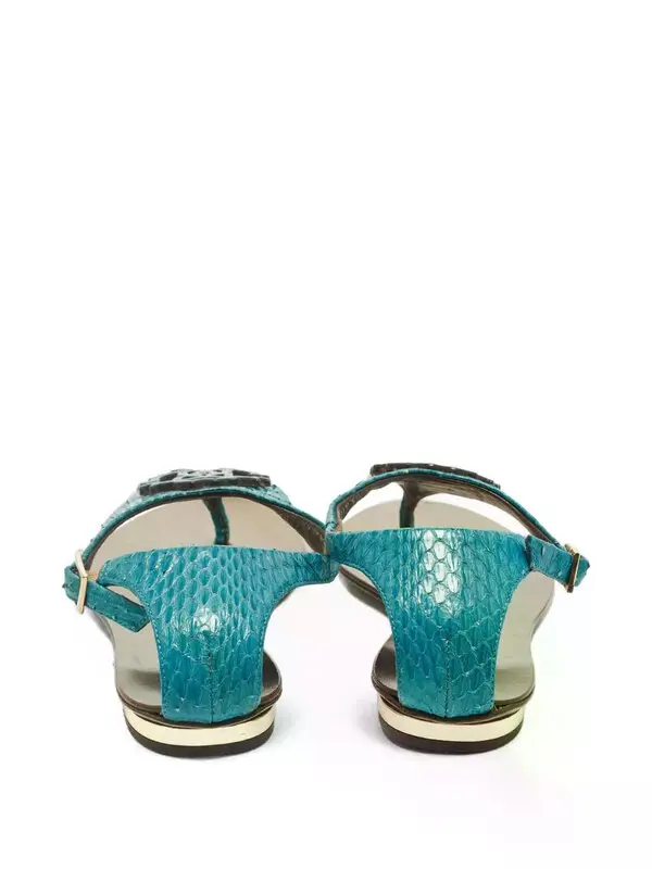 Roberto Cavalli Python-embossed Thong Sandals