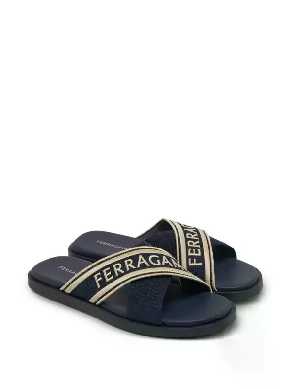FERRAGAMO Criss-cross Canvas Sandals - Blue