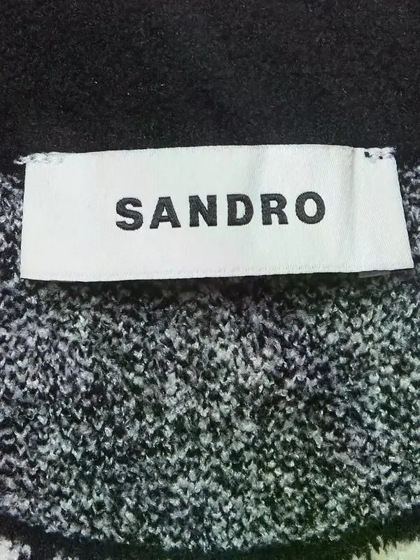 Sandro Houndstooth Pattern Cropped Crew Neck Sleeveless Top