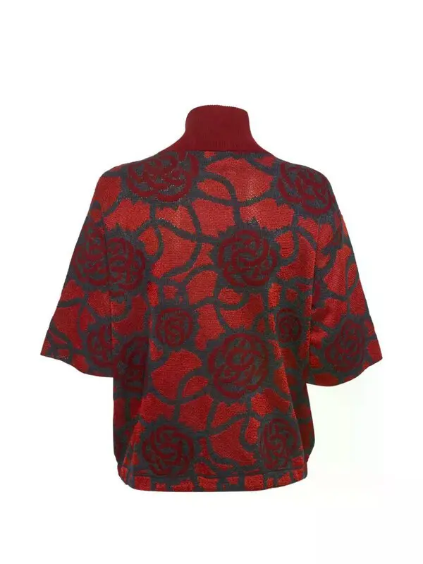 Diane Von Furstenberg Rose-pattern Zip-up Sweater - Red