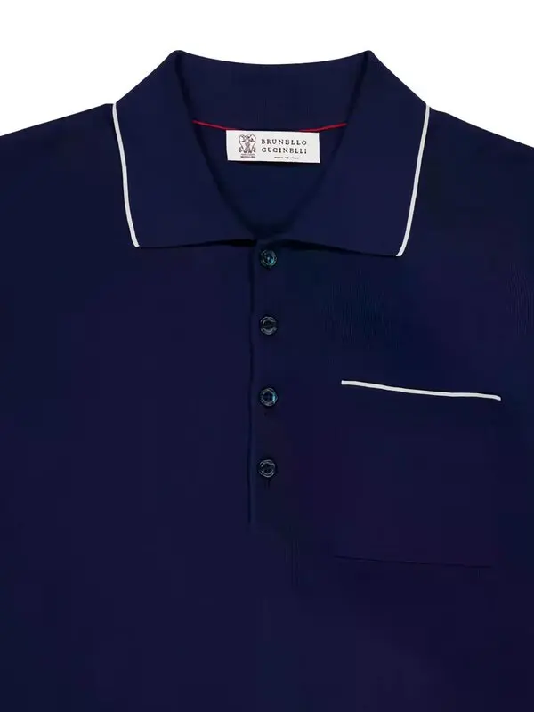 Brunello Cucinelli Contrast-trim Polo Top