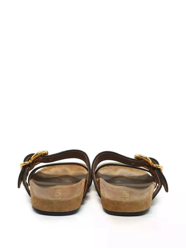 Prada Metallic Leather Buckle Slide Flat Sandals