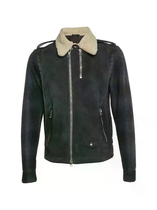 LANVIN Shearling Collar Leather Jacket