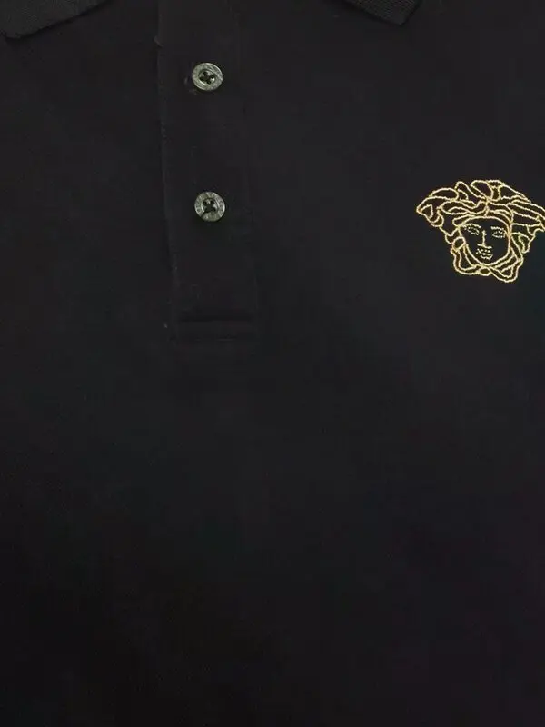 Versace Medusa Embroidered Pique Polo Shirt