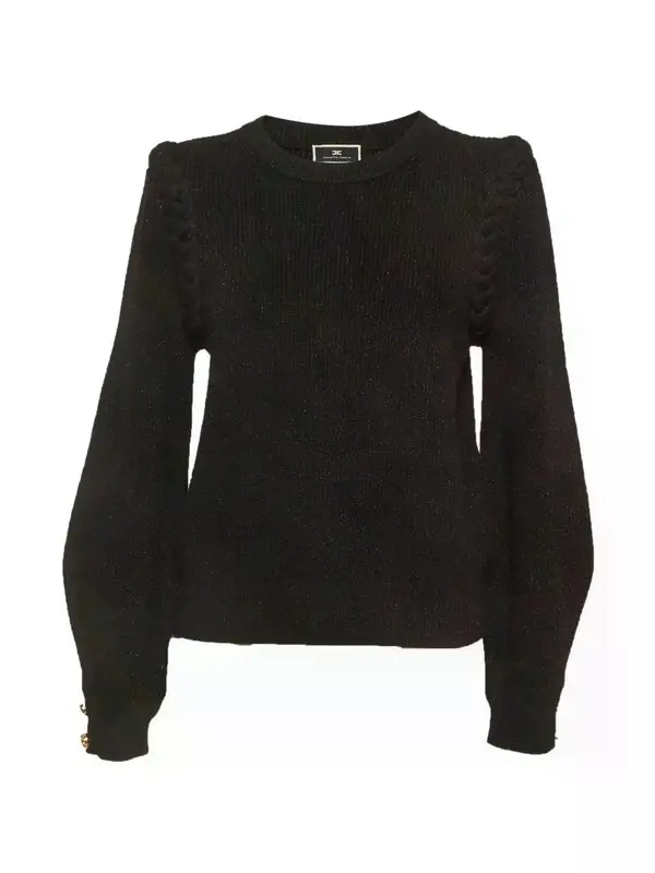 Elisabetta Franchi Rib Knit Sweatshirt With Braided Trim - Black