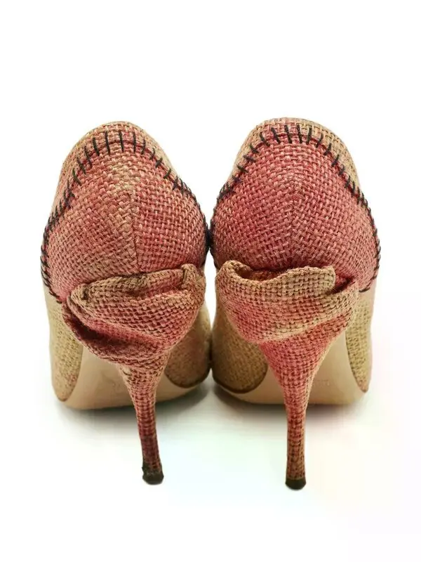 Miu Miu Beige Woven Pointed-toe Stiletto Pumps