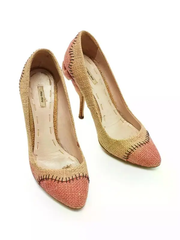 Miu Miu Beige Woven Pointed-toe Stiletto Pumps