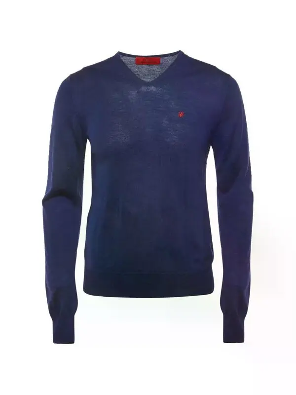 Carolina Herrera Embroidered Wool Sweater - Blue