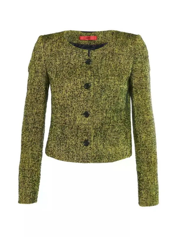 Hugo Boss Boucle Collarless Jacket - Yellow