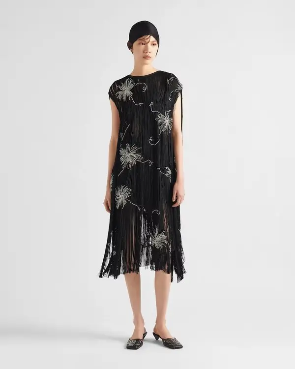 Prada Embroidered Tassel Dress
