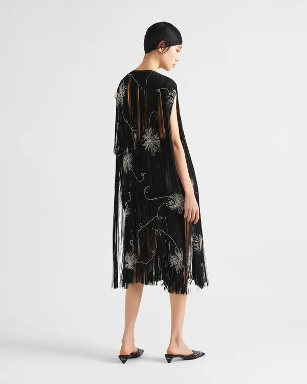 Prada Embroidered Tassel Dress