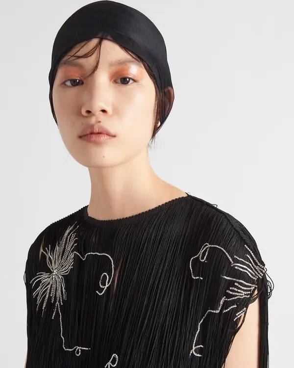 Prada Embroidered Tassel Dress