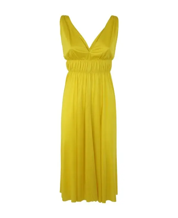 P.a.r.o.s.h V-neck Midi Jersey Dress With Logo - Yellow