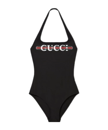 Gucci Printed Sparkling Jersey Halterneck Swimsuit - Black