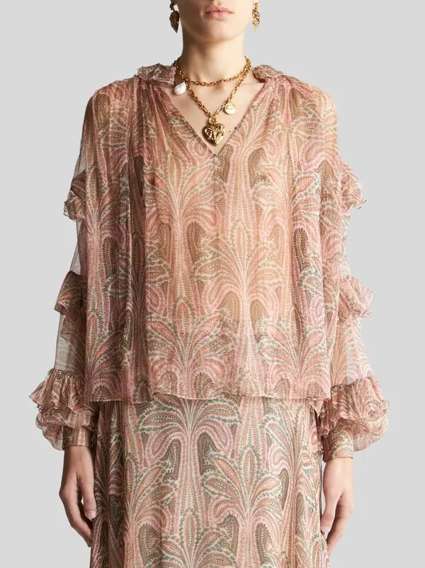 Etro Semi-sheer Ruffled Blouse