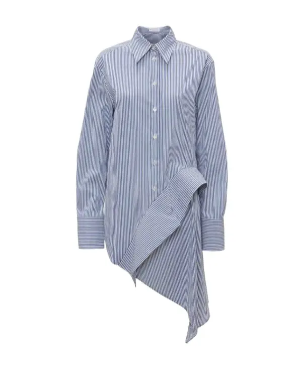 J.W.ANDERSON Jw Anderson Striped Long-sleeved Asymmetric Draped Shirt - Blue