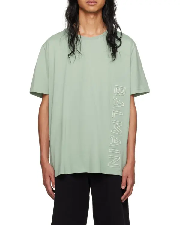 Balmain Logo Embossed Crewneck T-shirt