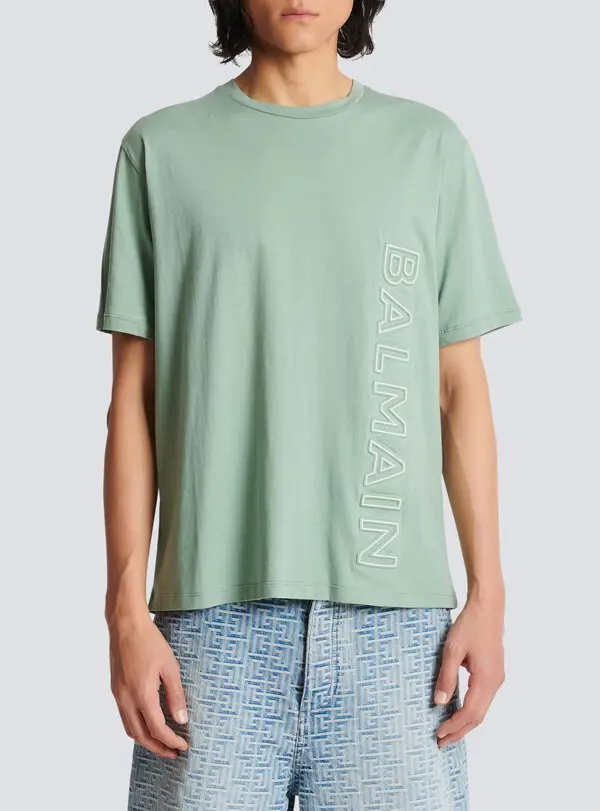 Balmain Logo Embossed Crewneck T-shirt