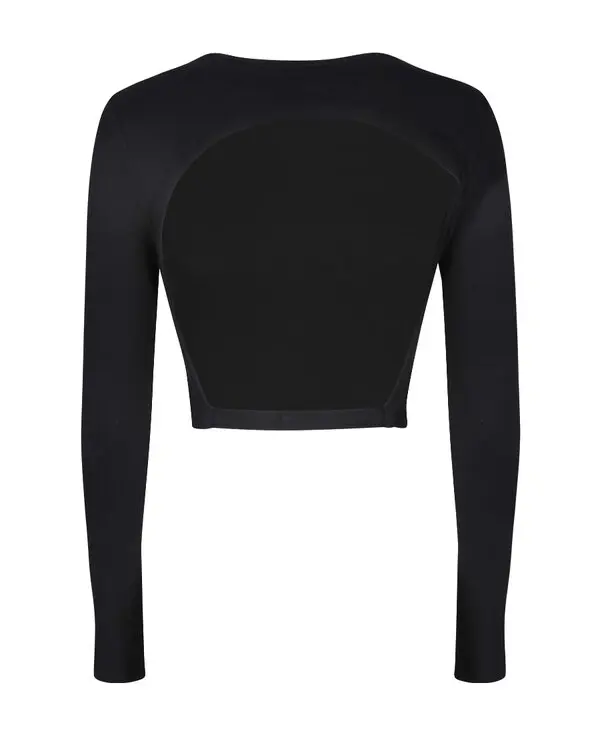 MSGM Cut-out Crewneck Cropped T-shirt