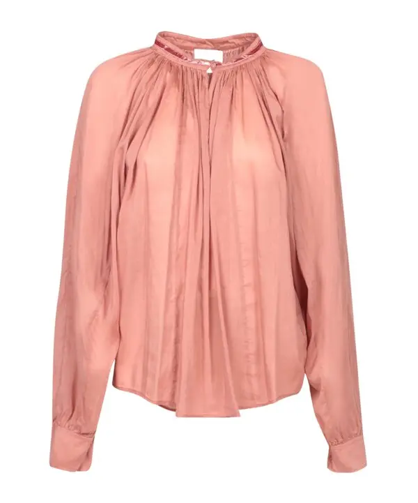 FORTE_FORTE Gathered Neckline Long Sleeve Top - No