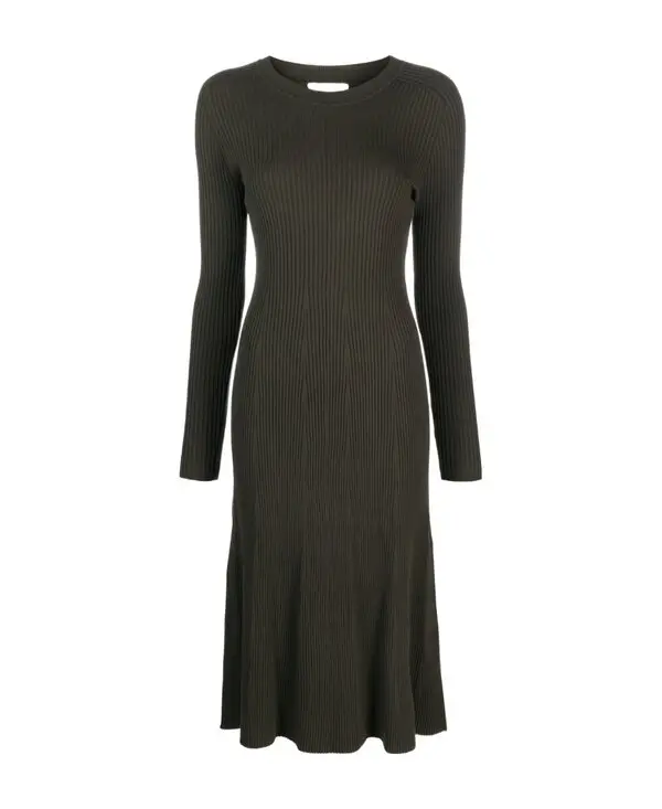 P.a.r.o.s.h Ribbed-knit Midi Dress - Black