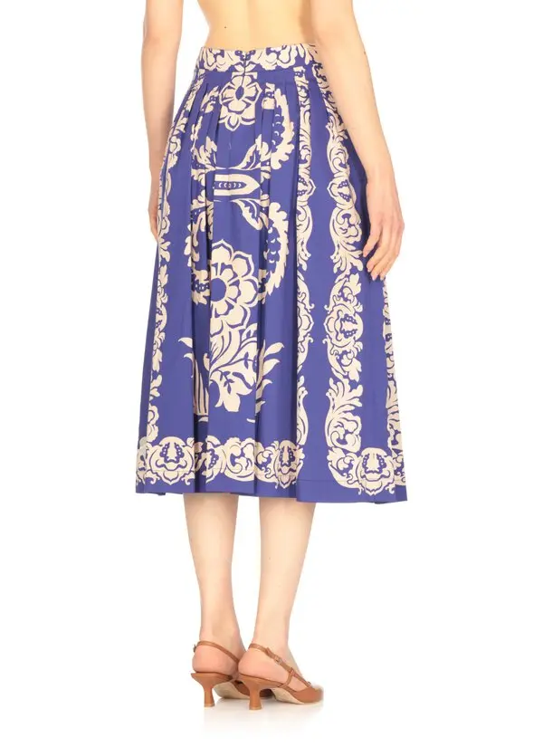 Etro Pleat Detailed Printed Midi Skirt