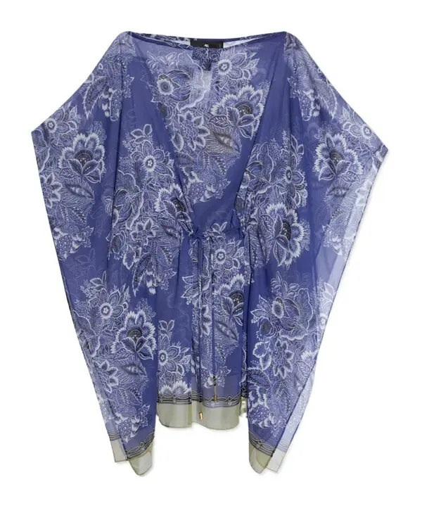 Etro Semi-sheer Floral Print Kaftan Dress - Blue