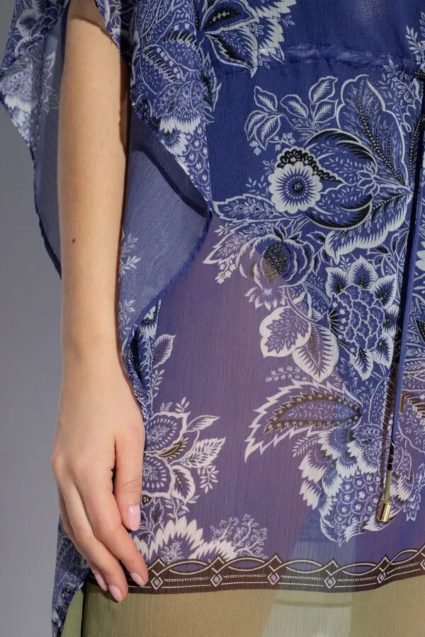 Etro Semi-sheer Floral Print Kaftan Dress