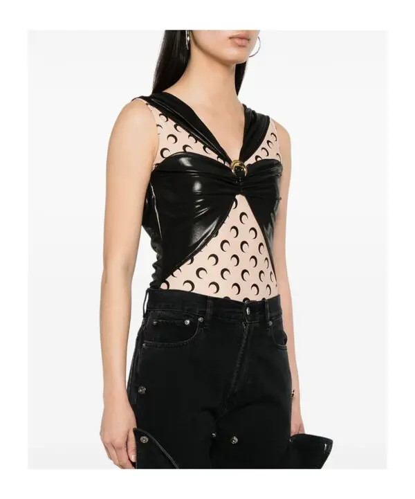 MARINE SERRE V-neck Sleeveless Bodysuit