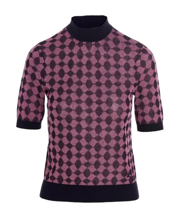 Tory Burch Jacquard Knit Mock Neck T-shirt