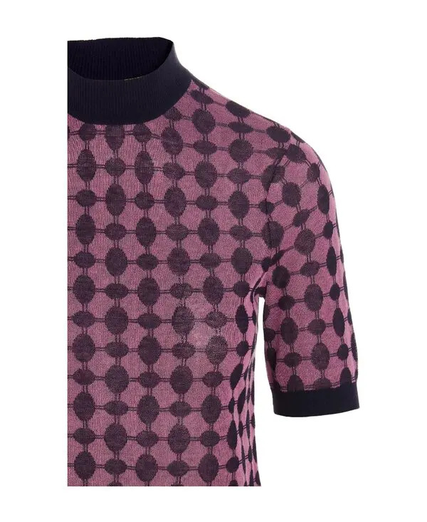 Tory Burch Jacquard Knit Mock Neck T-shirt