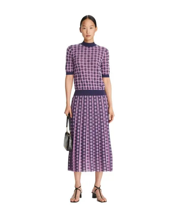 Tory Burch Jacquard Knit Mock Neck T-shirt