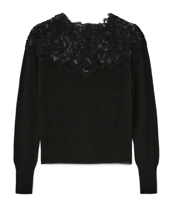 Ermanno Scervino Lace-detailed Crewneck Jumper - Black