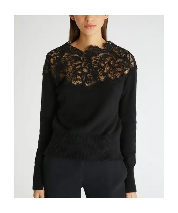 Ermanno Scervino Lace-detailed Crewneck Jumper