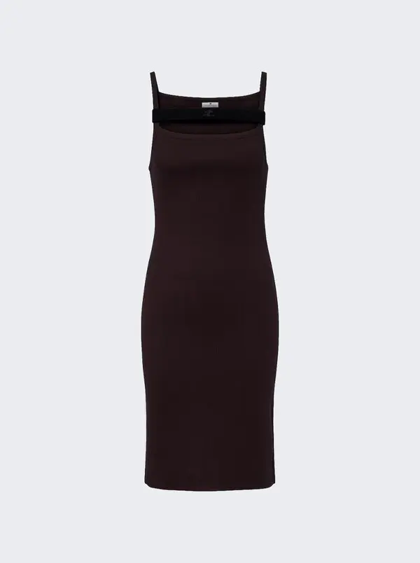 COURREGES 90's Rib Strap Dress Burnt And Black - Red