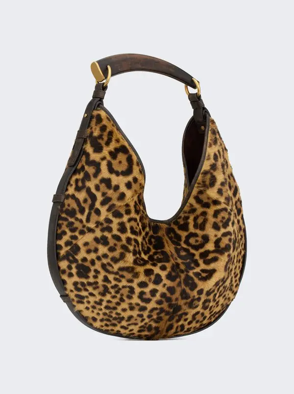 Saint Laurent Mombasa Medium Leopard Print Pony Hair Leather Bag - Brown